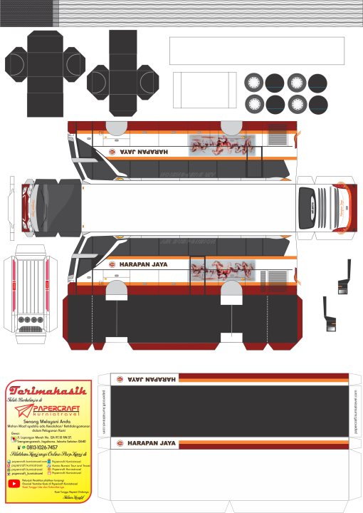 Pola Kertas Papercraft Bus Harapan Jaya Jetbus 3 | Lazada Indonesia