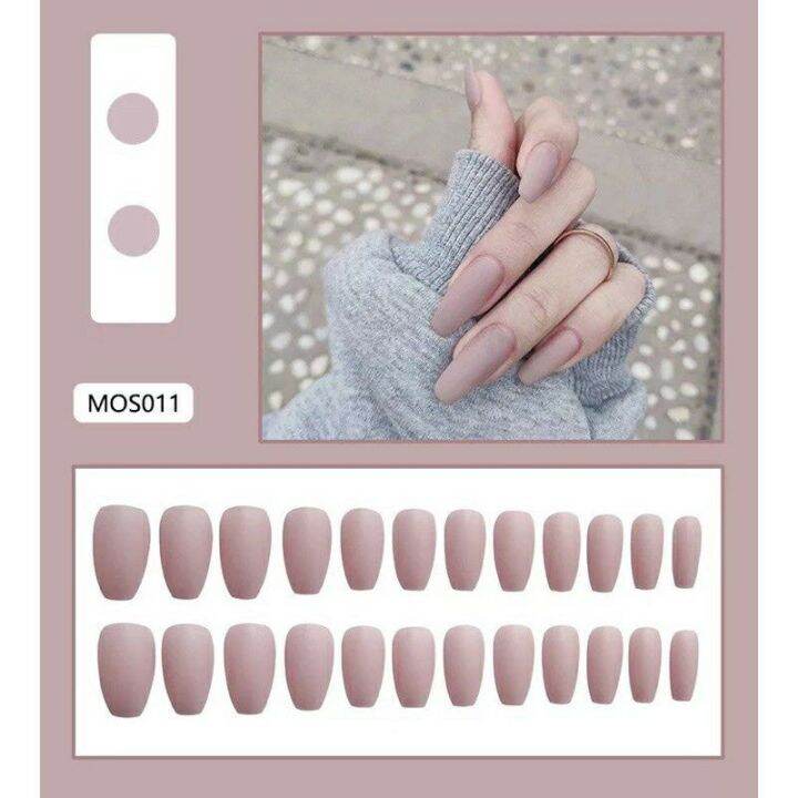 .$O24 pcs/box False Nails Matte Plain Fake Nails with Glue | Lazada PH