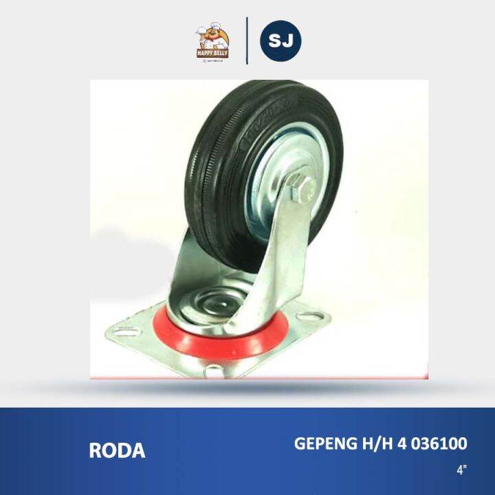 Roda gepeng karet hitam 4"inci Roda etalase troli steling | Lazada ...