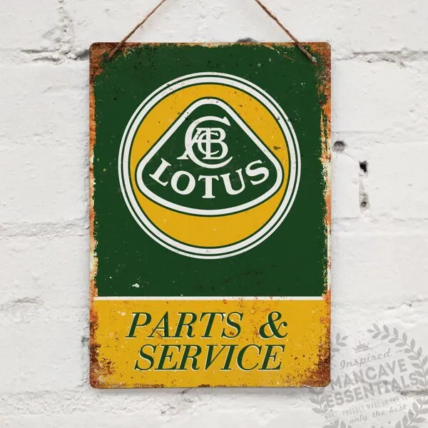 Lotus Parts & Service. Vintage Metal Wall Sign Retro Garage Elan Elise ...