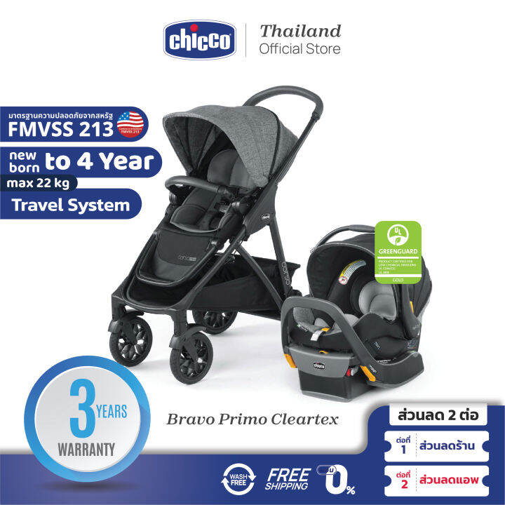Chicco Bravo Primo Cleartex Stroller รถเข็นเด็ก ทารก แรกเกิด รับน้ำหนัก ...