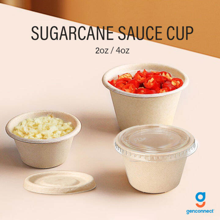 Sugarcane Pulp Sauce Cup Saucer dish Bio-degradable sugar cane bowls ...