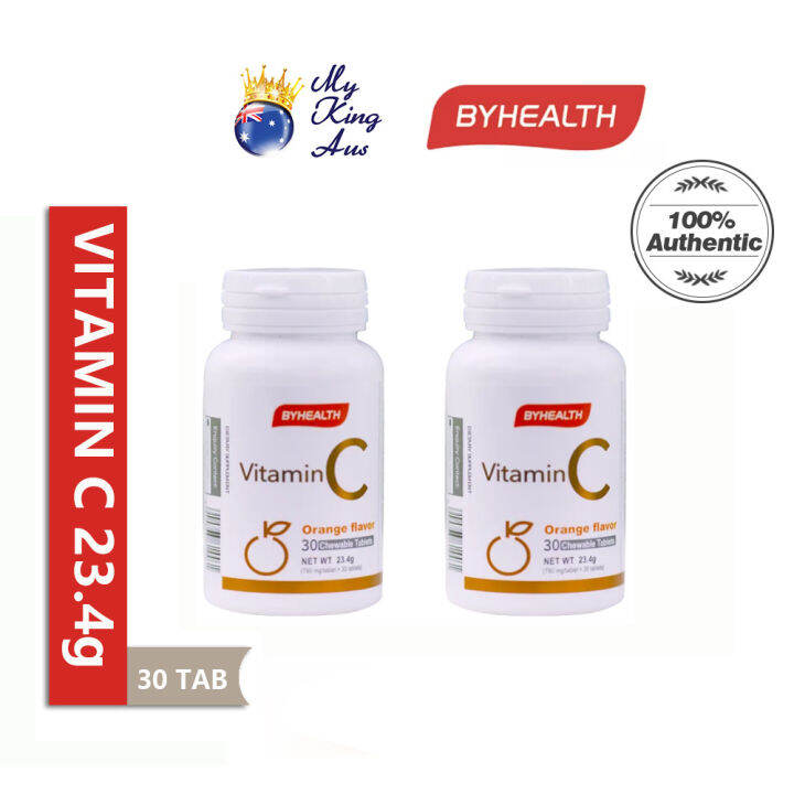 Byhealth Vitamin C 780mg Chewable 30 Tablets 2 Bottles Orange Flavor for Skin Whitening [My King ...