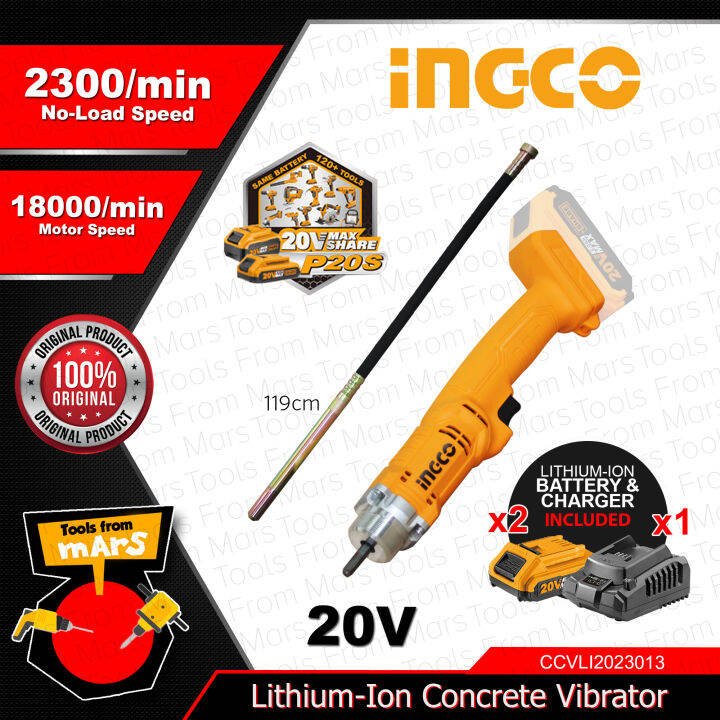 INGCO Cordless Li-Ion Concrete Vibrator High Quality CCVLI202301 ...