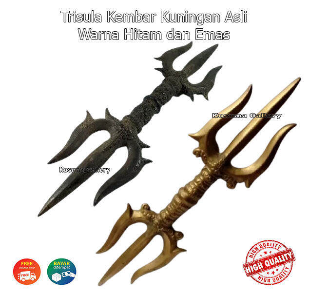 Trisula Kembar Kuningan Asli Warna Hitam dan Emas | Lazada Indonesia