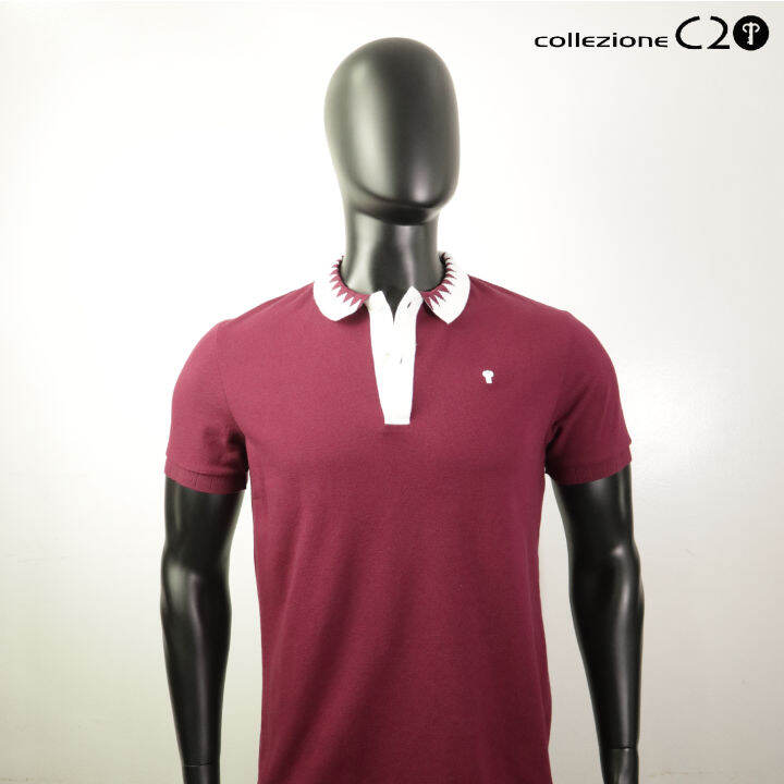 COLLEZIONE C2 Slim Fit 21RT1K122 Maroon Pique Polo Shirt Wear Men Key ...