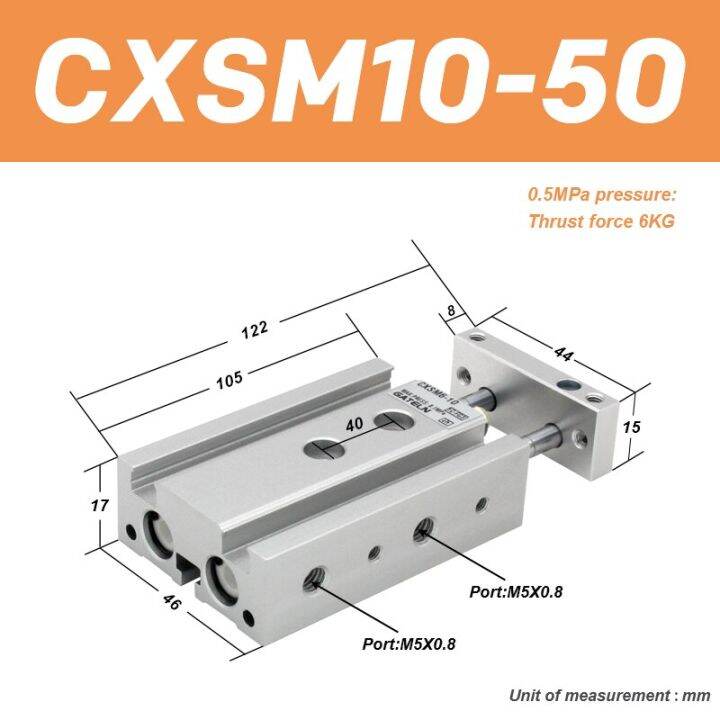 SMC type Dual Rod Cylinder CXSM10 Slide bearing air pneumatic cylinder Built-in magnet CXSM10-10 ...