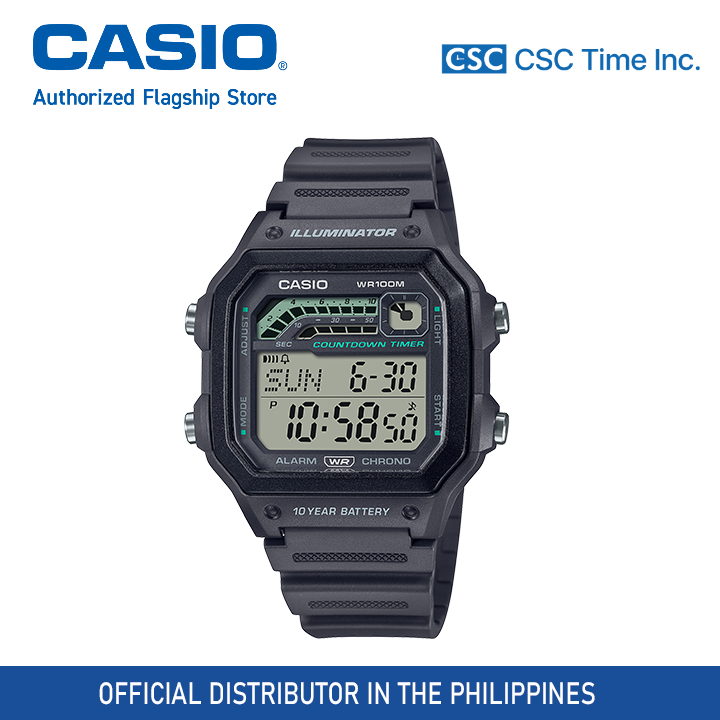 Casio (WS-1600H-8AVDF) Black Resin Strap 100 Meter Digital Watch ...