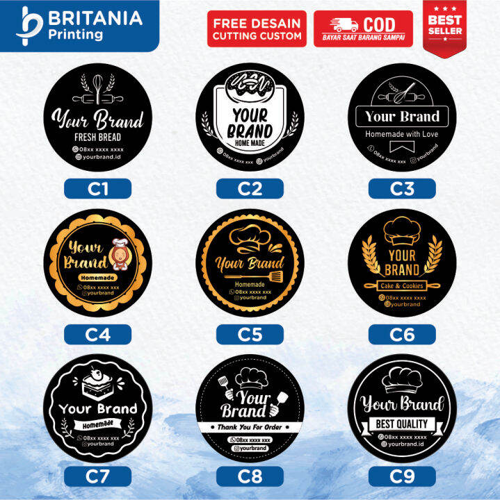 Cetak Stiker Label Bulat Kemasan Makanan Kue dan Cemilan / Stiker Label ...