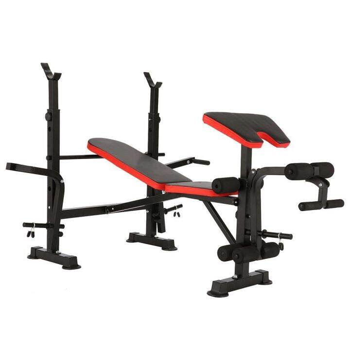 Adjustable Weight Lift Bench Rack Set Barbell Dumell Push Up Back Sit ...