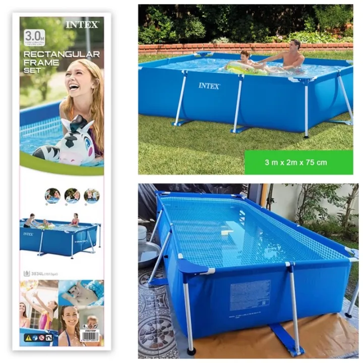 [intex swimming pool rectangular]INTEX 3M Rectangular Metal Frame Pool ...