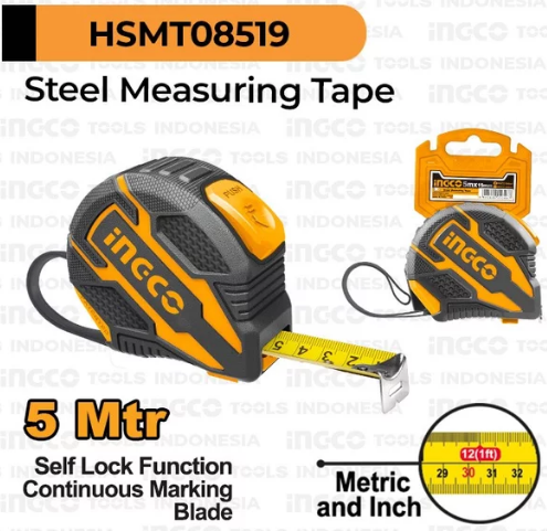 Meteran 5M INGCO HSMT08519 Steel Measuring Tape 5 M Alat Ukur Tukang ...