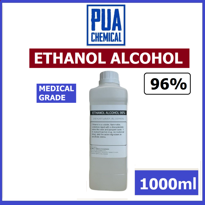 Etanol Alcohol 96% (Medical Grade) - 1Litre (1000ml) / Ethyl Alcohol / Denatured Alcohol ...