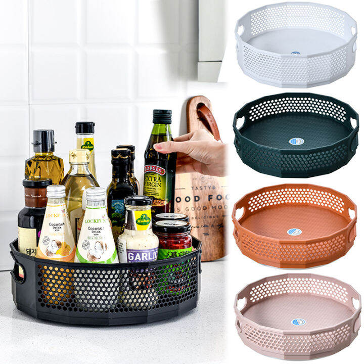 Deyln 360 Degree Rotating Tray Kitchen Storage Containers for Spice Jar ...