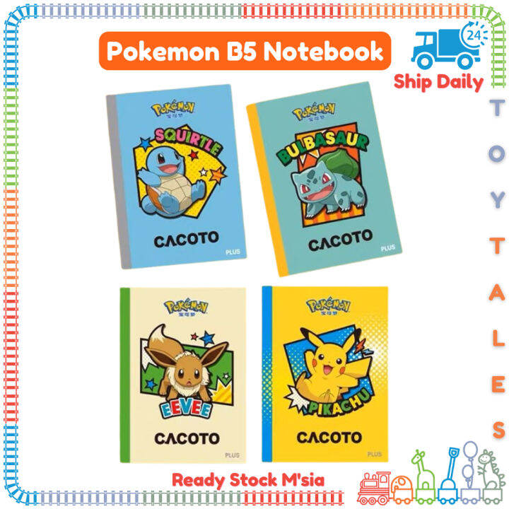 POKEMON STATIONERY NOTEBOOK B5 Buku Nota Cute Notepad Pikachu Eevee ...