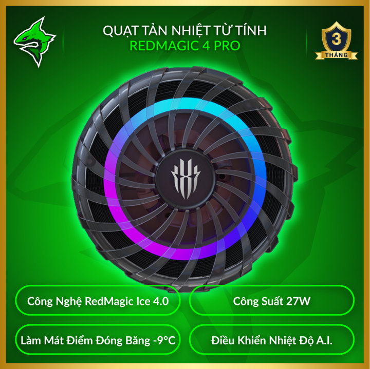 Quạt Tản Nhiệt Điện Thoại Từ Tính Red Magic Cooler 4 Pro 【RedMagic Ice 4.0 Công Suất 27W Điều ...