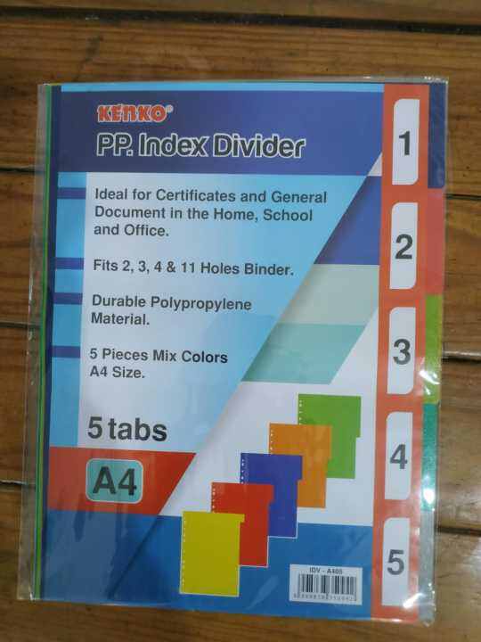 Pembatas Binder Buku PP Index Divider A4 Kenko Isi 5 Tab Lembar Murah ...