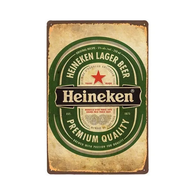 Beer Metal Plaque Tin Sign Heineken Rare Poster Rusted Vintage Decor ...