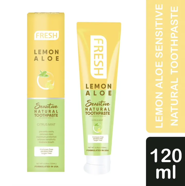 FRESH Lemon Aloe Sensitive Natural Toothpaste 120ml | Lazada PH