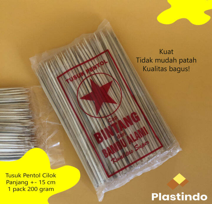 Tusuk Pentol 15 cm isi 200 Gram | Tusuk Pentol Bambu Kuat dan Bersih ...
