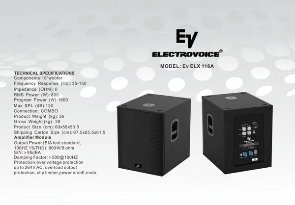 Subwoofer Speaker Aktif Hardwell Electro voice EV ELX 118 A ELX118A | Lazada Indonesia