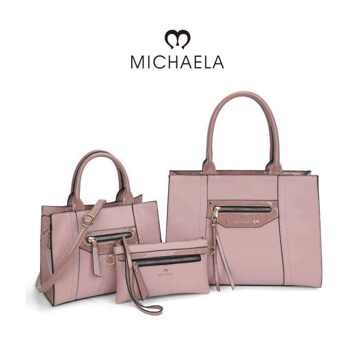 MICHAELA Medium Sling Bag Large Top Handle Satchel Handbag Wristlet Wallet 3 PCS Set MHB11061 2H ...