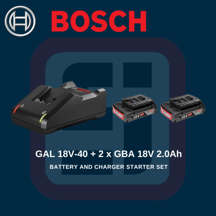 Bosch GAL 18V-40 + 2 x GBA 18V 2.0Ah Professional Battery & Charger ...