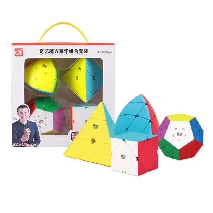 QiYi 4 PC Set WCA Official Competition Cube 4 in 1 Shaped Cube Gift Set ...