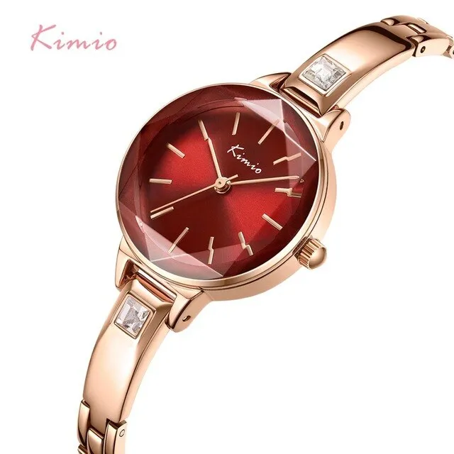 HOT KIMIO Ladies Bracelet Watches For Women Fashion Red Dial Watch 2022 ...
