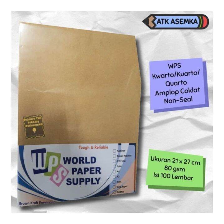 WPS KWARTO Kuarto Quarto Amplop Coklat Ukuran ( 21 x 27 cm ) | Lazada ...