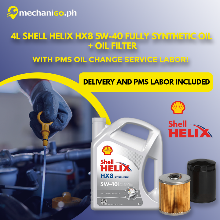 SHELL HELIX H8X 5W-40 Fully Synthetic Oil (4 Liters) + Oil Filter with ...