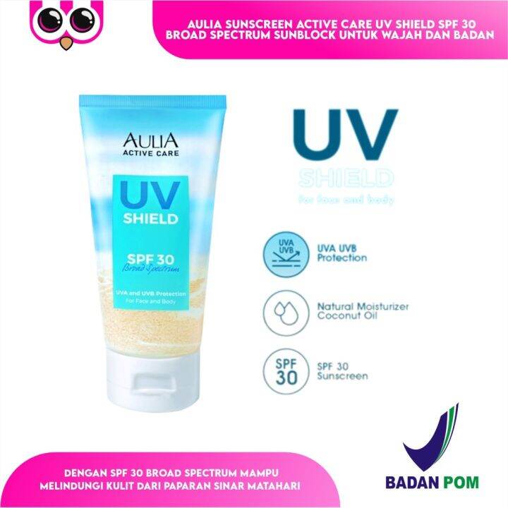 AULIA SUNSCREEN ACTIVE CARE UV SHIELD SPF 30 BROAD SPECTRUM SUNBLOCK ...