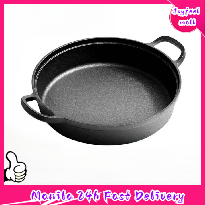 Cast Iron Paella pan Frying pan two ears/wooden lid(sold separately ...