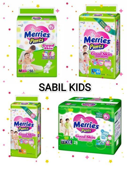 MERRIES PANTS GOOD SKIN JUMBO PACK POPOK BAYI M50 L44 XL38 XXL28 ...