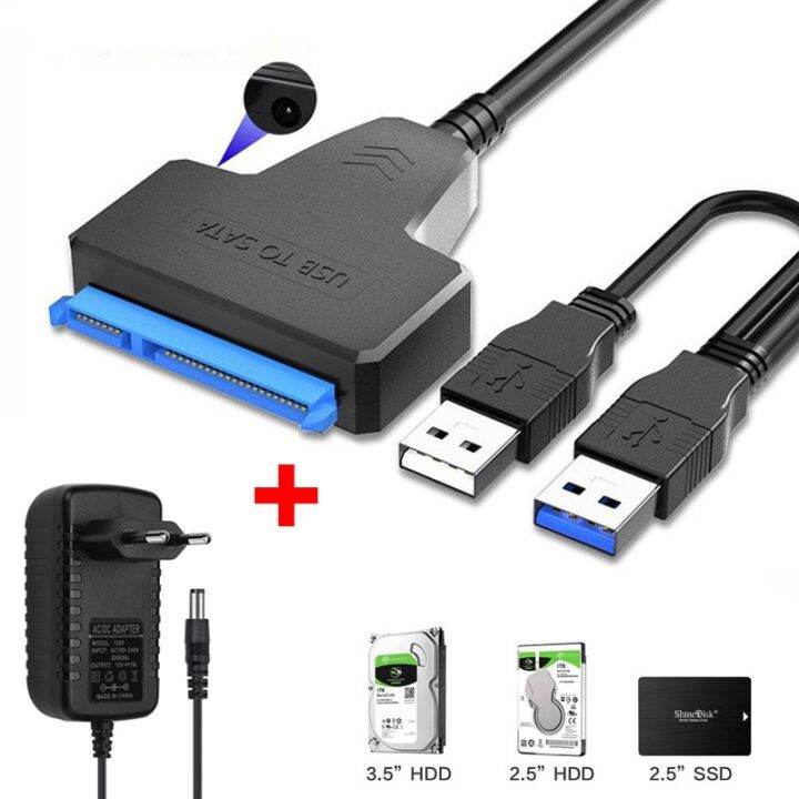 USB 3.0 To Sata Cable With 12V Power Supply For 2.5 3.5 inch Hard Drive ...