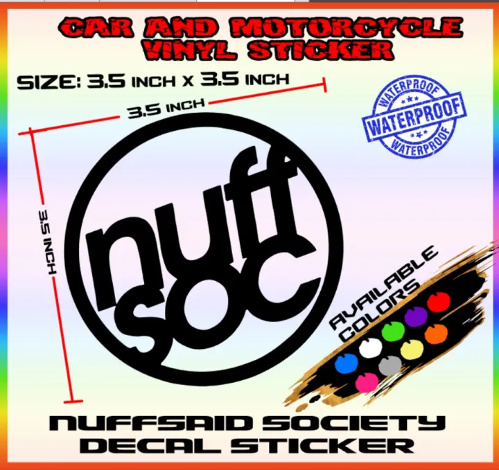 Nuffsaid society sticker logo decals | Lazada PH