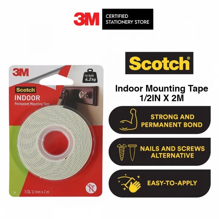 3M Scotch® 110-SC Indoor Mounting Tape 1/2in x 2m [MS110SC] | Lazada PH