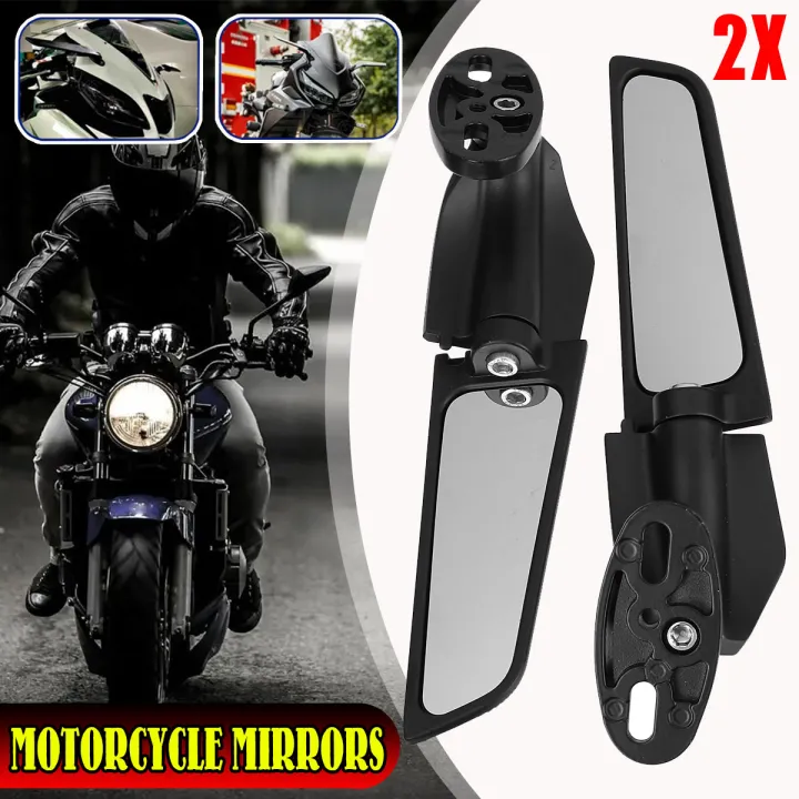 Motorcycle Mirrors Wind Wing Adjustable Rotating Rearview Mirror ...