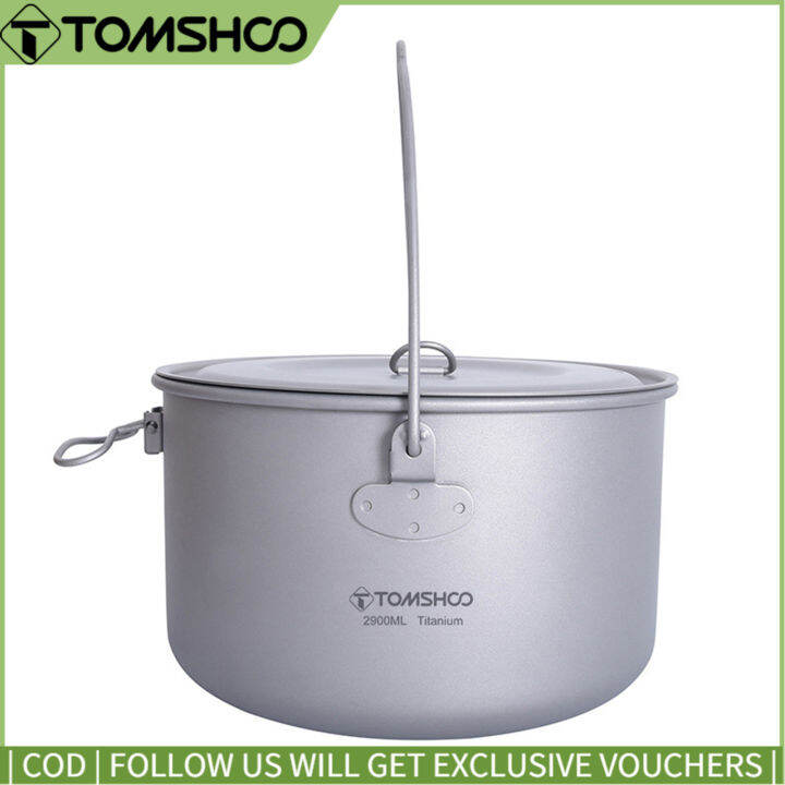 TOMSHOO Pure Titanium Camping Portable Hanging Pot Outdoor Hanging Pot ...