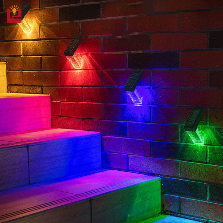 YONUO โคมไฟ Led RGB พลังงานแสงอาทิตย์ กันน้ํา เซนเซอร์ตรวจจับแสง สีขาว และไฟอุ่น สําหรับติดบันได ...