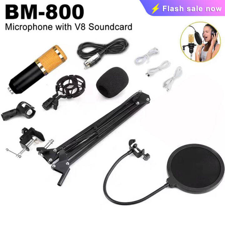 BM-800 + V8 Plus Sound Card Complete Set Condenser Microphone Full Set ...
