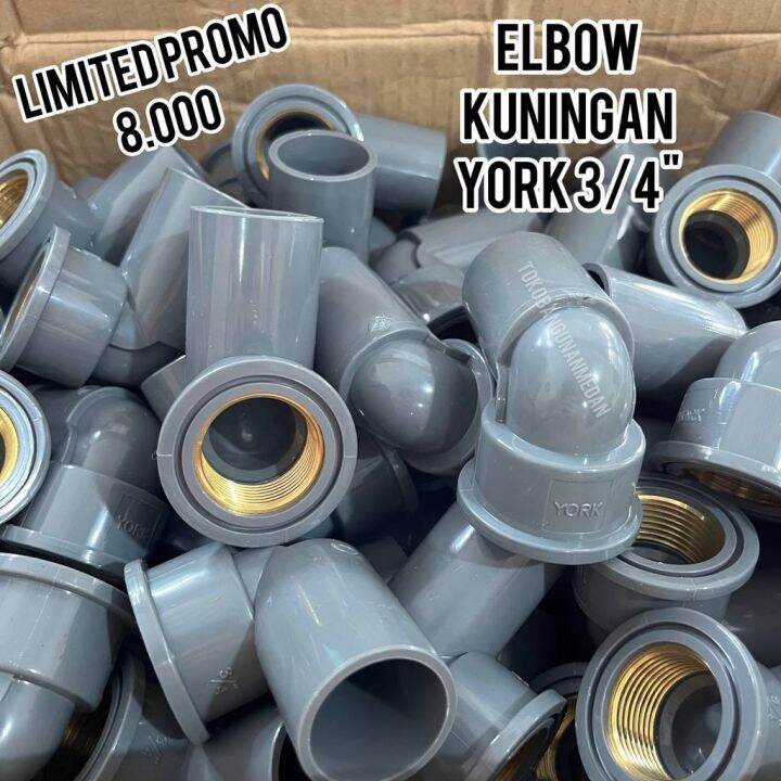 ELBOW KUNINGAN 3/4 INCH - YORK / ELBOW DRAT DALAM KUNINGAN / SAMBUNGAN ...