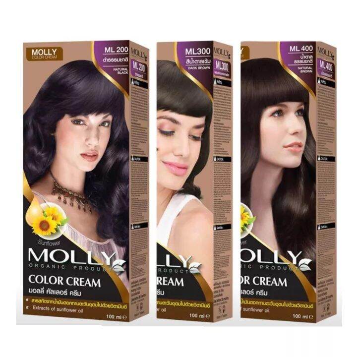 Molly Color Cream มอลลี่ คัลเลอร์ ครีม 100 มล. สีย้อมผม ยาย้อมผม ปิดผม ...