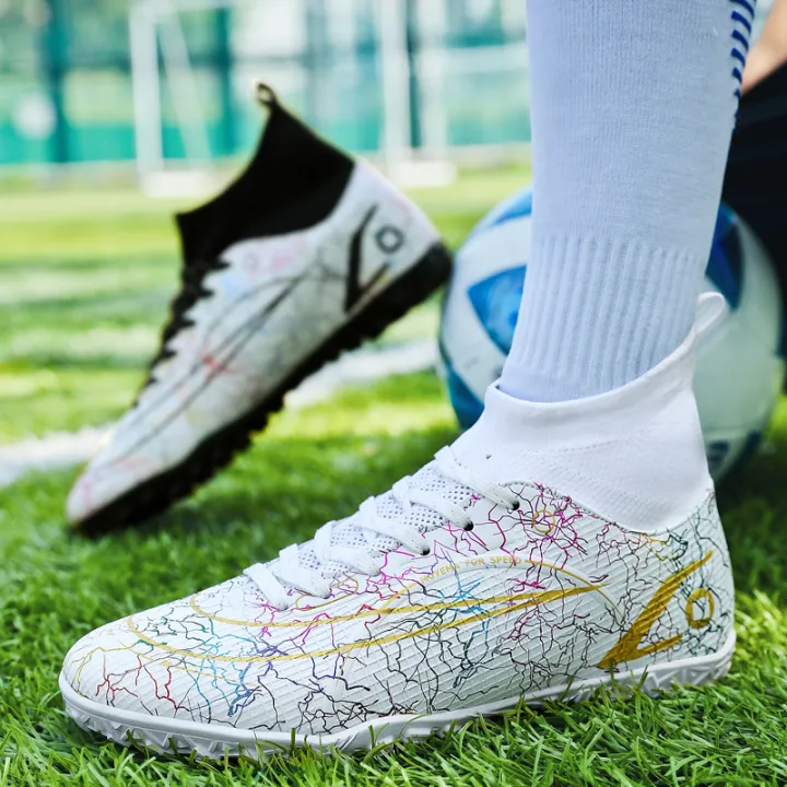 รองเท้าฟุตบอลผู้ชายผู้หญิง Tf/fg รองเท้าผ้าใบมืออาชีพผู้ใหญ่กลางแจ้ง ...