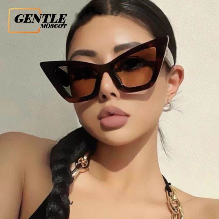 (GENTLE MOSCOT) Western Fashion Cat Eye Sunglasses ใหม่ Oversized Retro ...