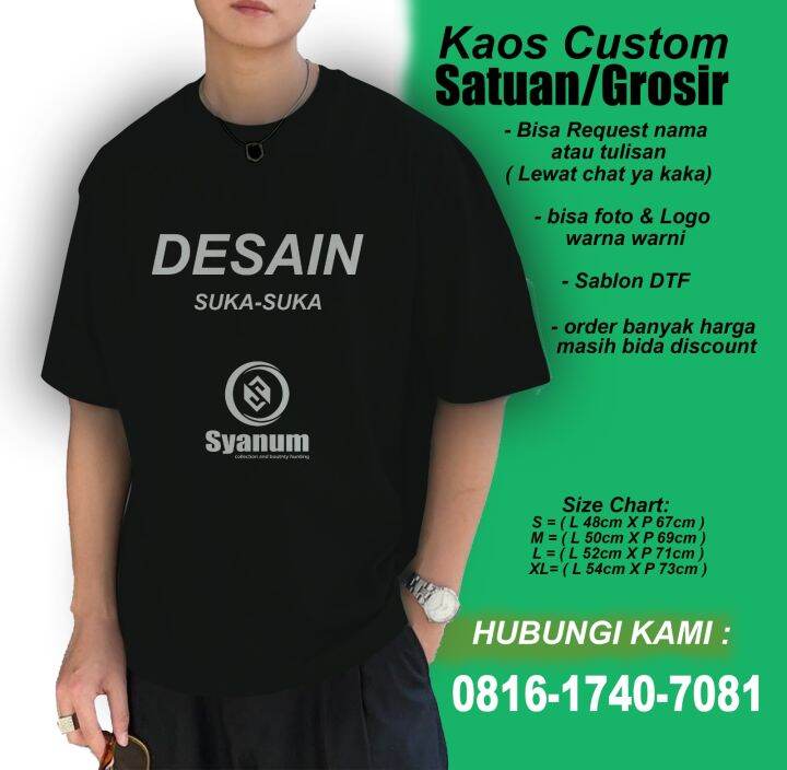 KAOS CUSTOM SABLON FULL COLOUR - DTF - SATUAN -GROSIR - TEKS, FOTO ...