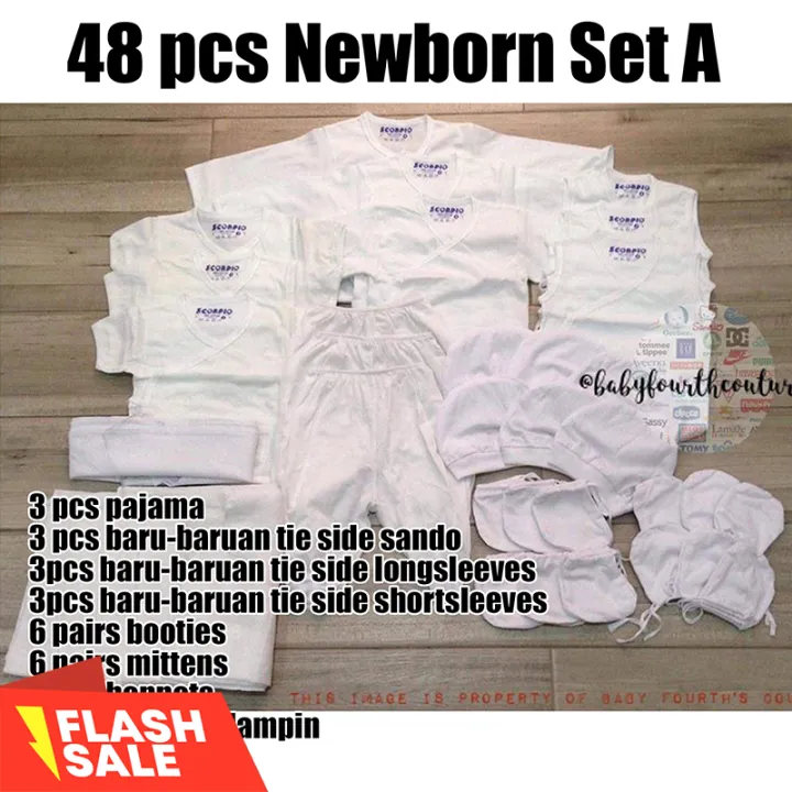 Complete Newborn Clothes Set For Baby 48 pcs All White Baru-baruan ...