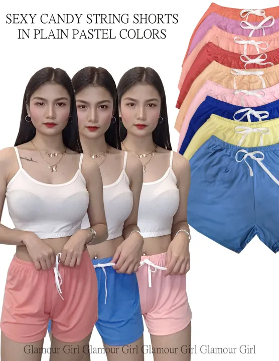 Garterized Candy String Shorts in Assorted Plain Colors Korean Fashion ...
