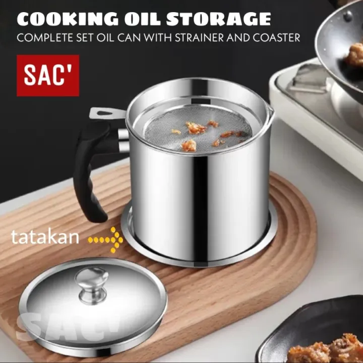 TOREN Cooking Oil Storage Stainless 304 Saringan Tempat Minyak 1300ml ...