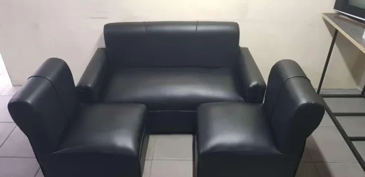 SALA SET BLACK LEATHER | Lazada PH